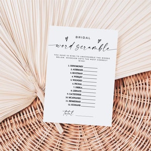 Word Scramble Bridal Trivia, Modern Bridal Shower Game, Bridal Shower ...