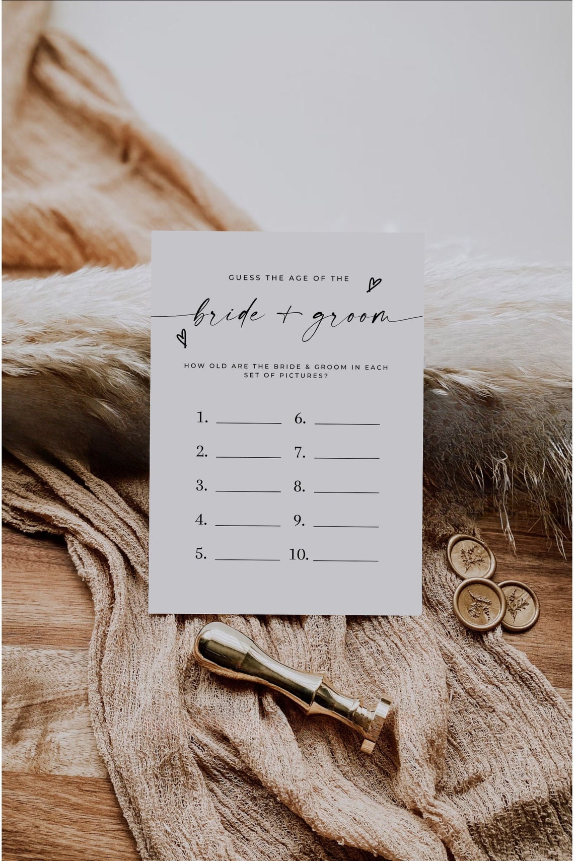 Guess Age of Bride and Groom Bridal Shower Game, Bridal Shower ...