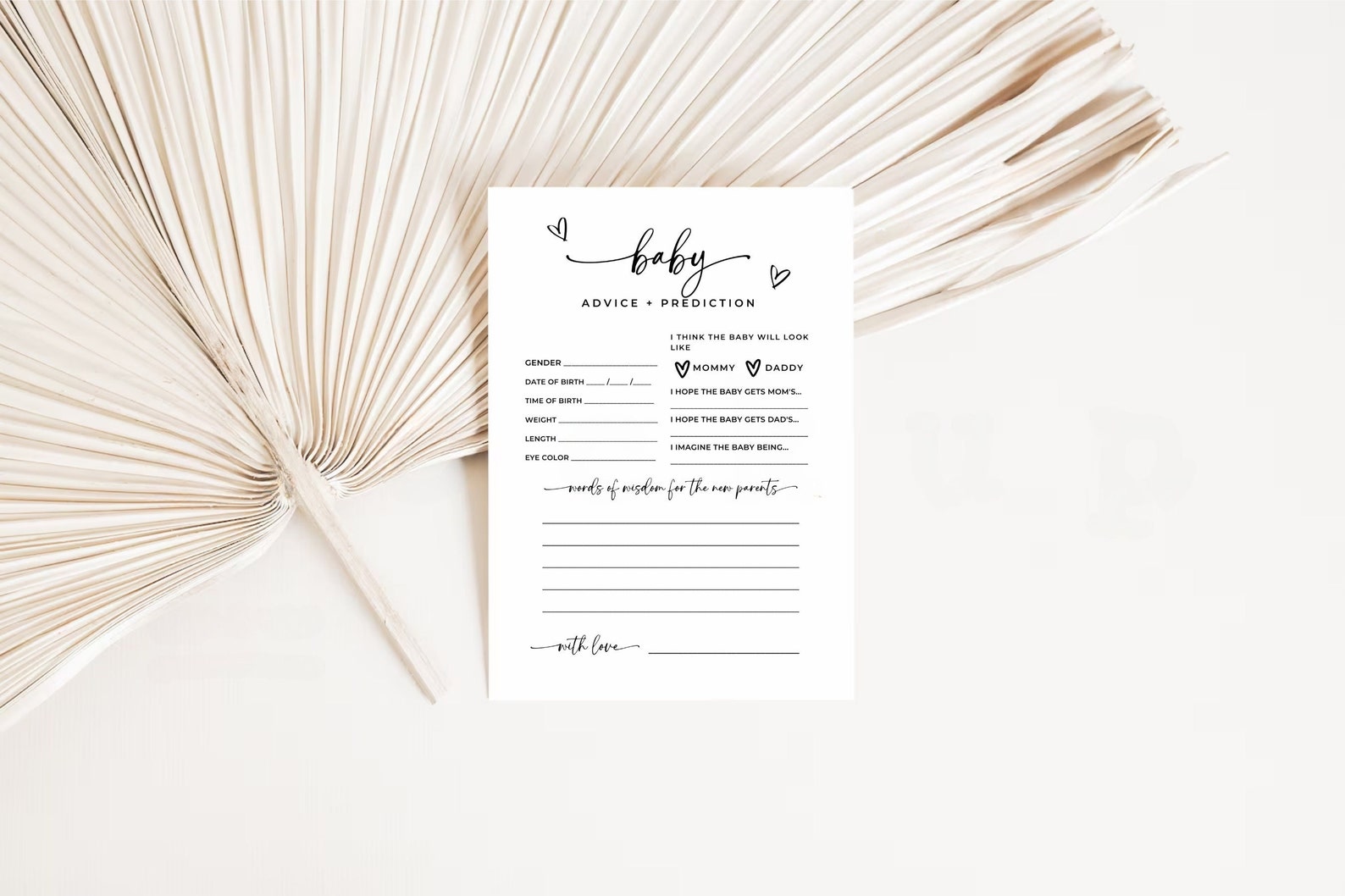 Modern Baby Shower Advice, Baby Prediction Card, Baby Shower Games ...
