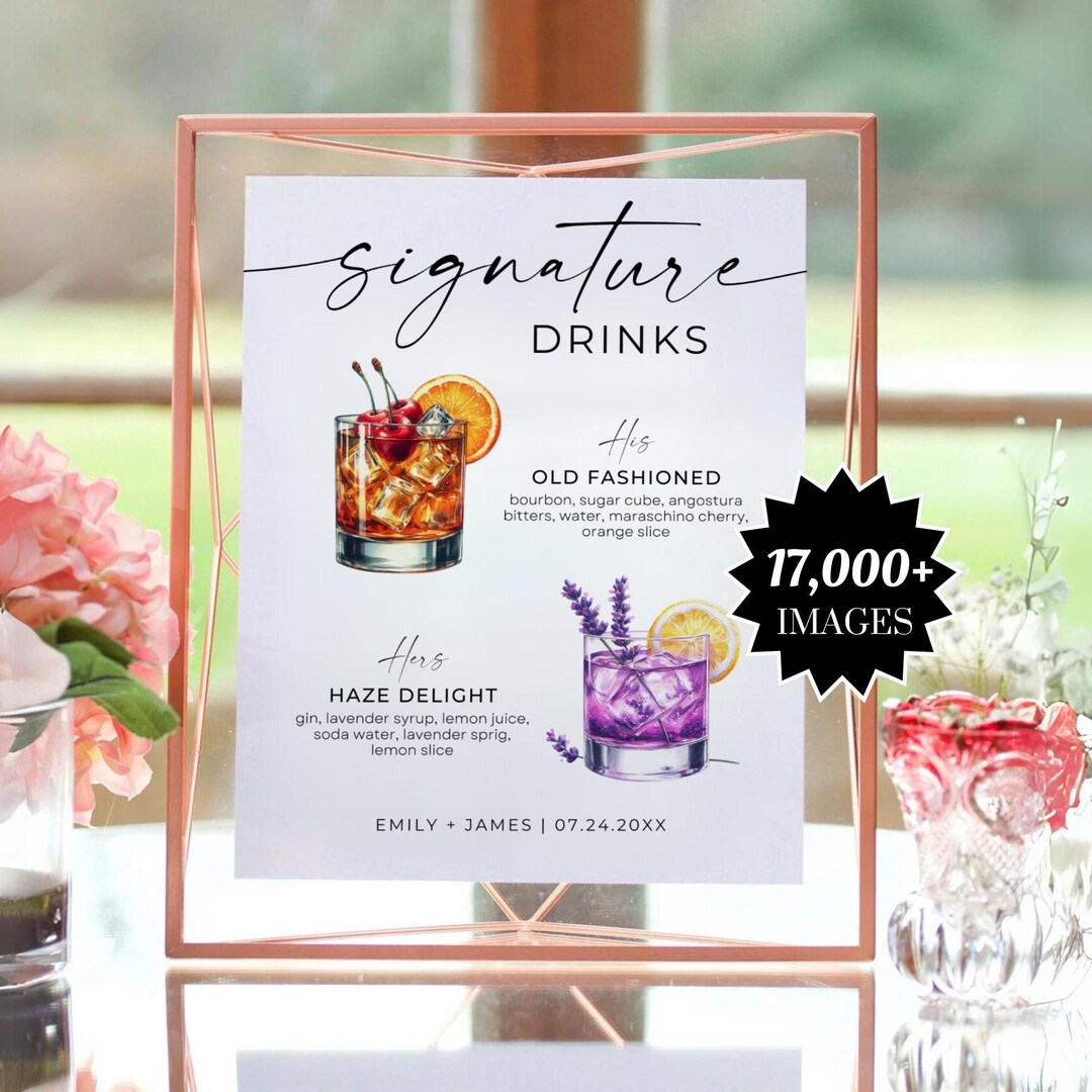 Signature Cocktail Sign, Bar Menu, Wedding Bar Menu, Signature Drink ...