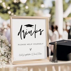 Editable Drinks Graduation Sign, Graduation Party Signs, Grad Drinks ...