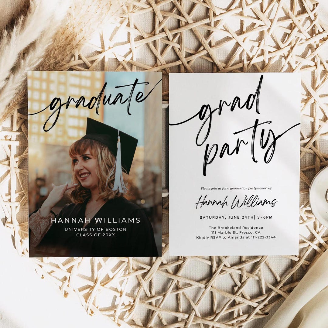 Modern Grad Party Invite, Graduation Invitation, Graduation Card ...