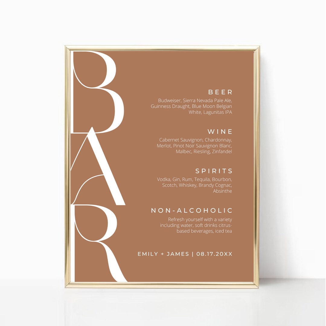 Retro Bar Menu, Boho Signature Drink Sign, Cocktail Menu, Drink Menu ...