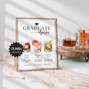 Graduation Signature Drink Sign, Grad Cocktail Menu, Grad Bar Menu Sign ...