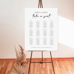 Modern Seating Chart Sign, Table Seating Chart, Minimalist Wedding ...