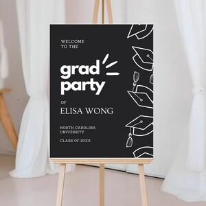 Black Grad Sign, Graduation Decorations 2024, Grad Party Decor, Grad ...
