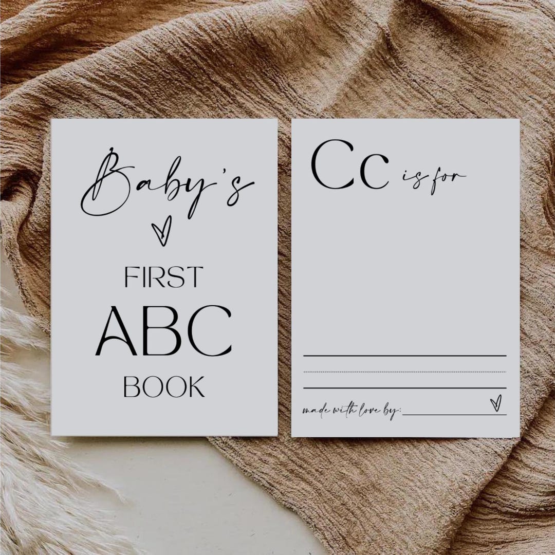 ABC Baby Shower Coloring Book, Baby Shower Alphabet Game, Alphabet ...