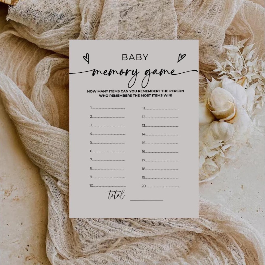 Printable Baby Game, Modern Baby Shower Game, Baby Memory Game, Baby ...