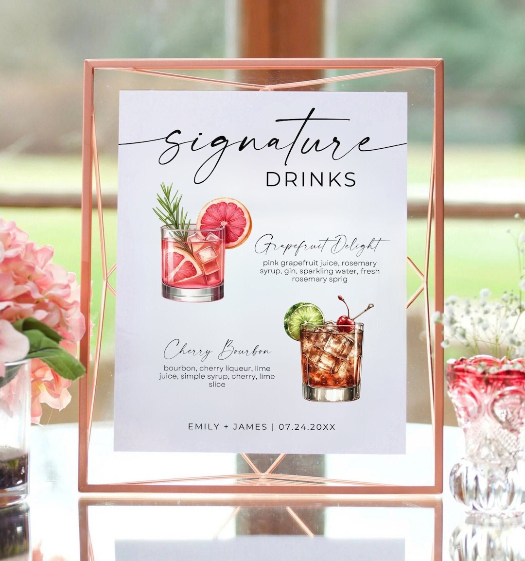 Bar Menu, Cocktail Menu, Signature Drink Sign, Signature Cocktail Sign ...