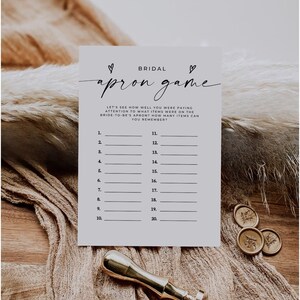 MODERN APRON GAME Bridal Shower Game, Bridal Shower Printable, Bridal ...