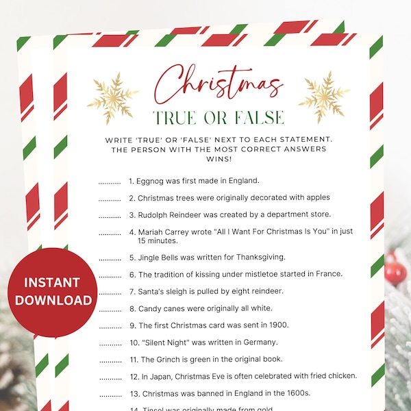 Christmas Fact or Fiction Game - Etsy