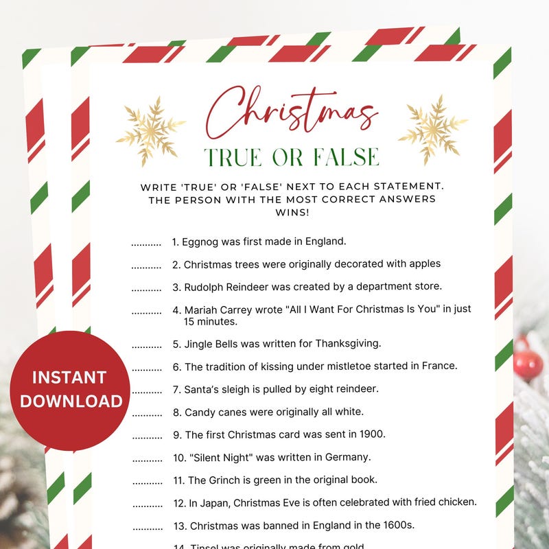 Christmas Fact or Fiction Game - Etsy