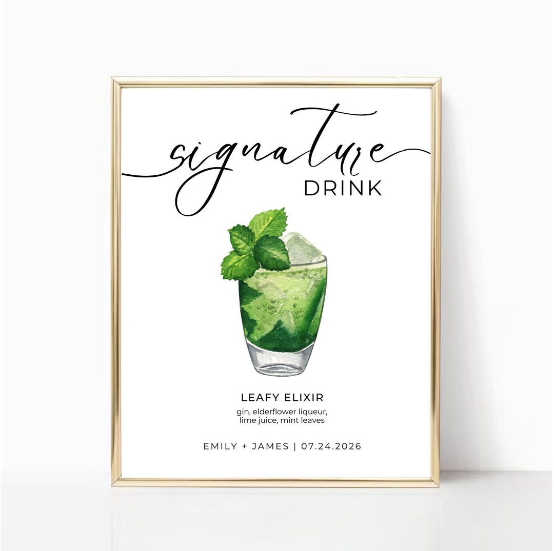 Signature Drink Sign, Signature Cocktail Sign, Cocktail Menu, Bar Menu ...