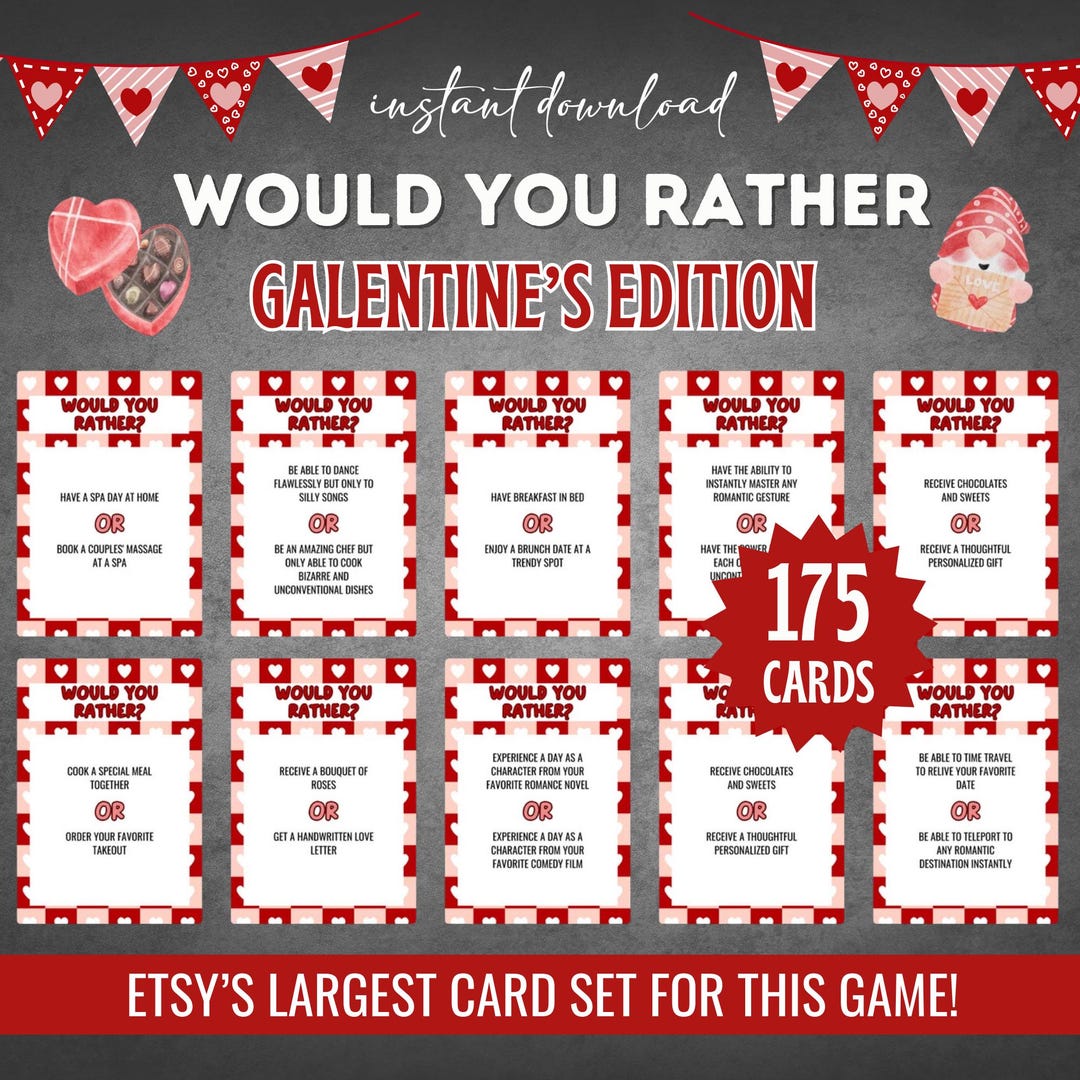 Would You Rather Valentine Game, Valentines Party Games, Valentine ...