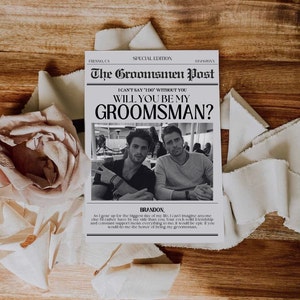 Newspaper Groomsman Proposal Card, Best Man Proposal Card, Groomsmen ...