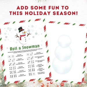 Roll A Dice Snowman Printable Christmas Game, Christmas Party Games ...
