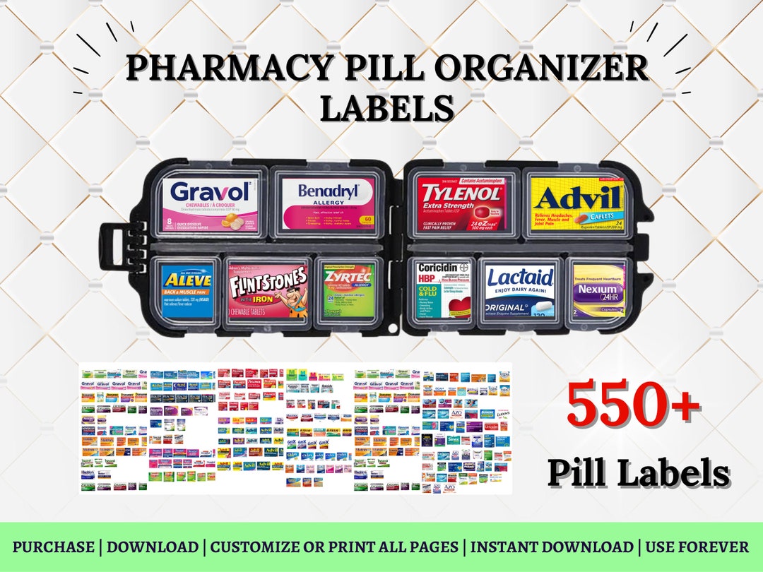 Pill Box, Pill Organizer, Pill Labels, Pharmacy Pill Organizer Labels ...