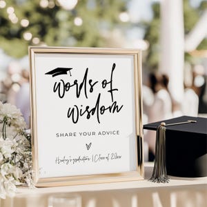 Words of Wisdom Graduation Sign Printable, Editable Graduation Party ...