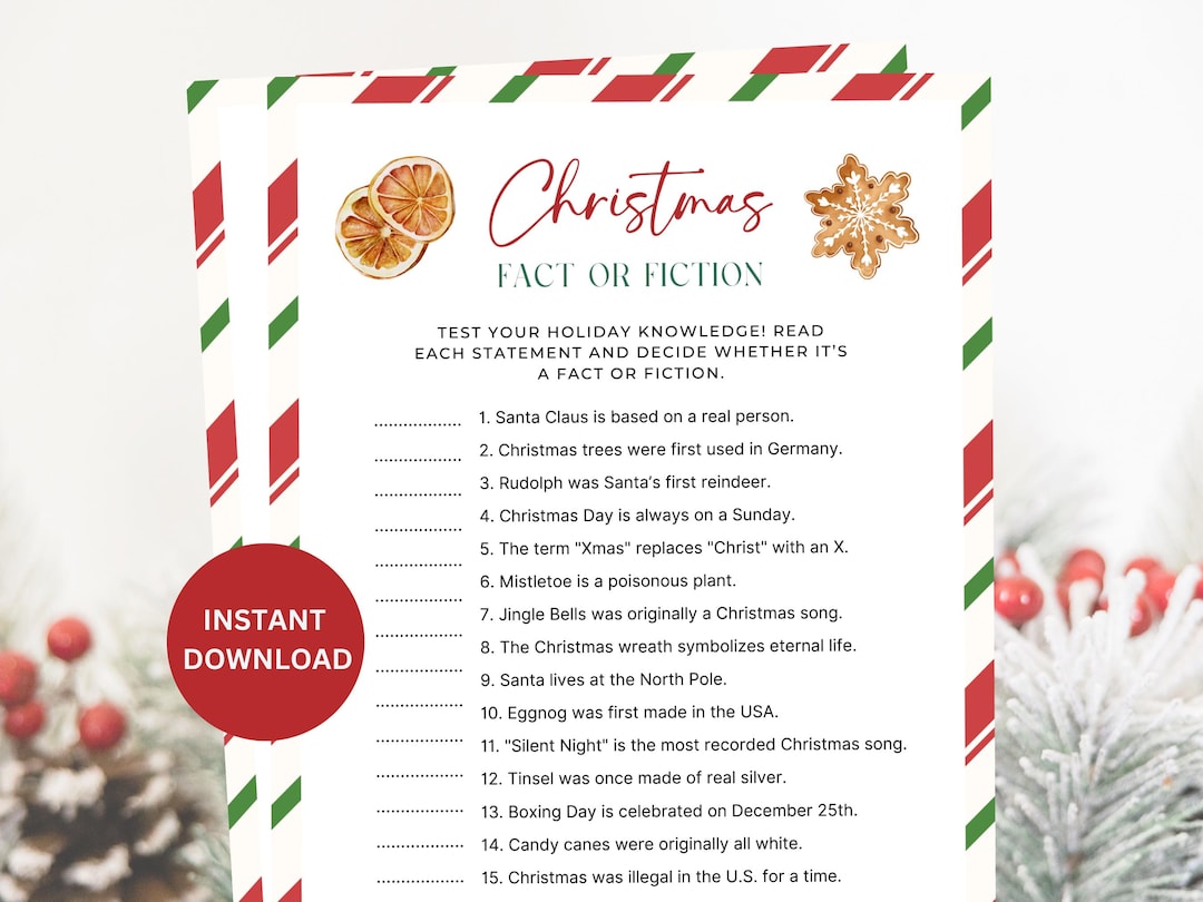 Fact or Fiction Christmas Game, Christmas Trivia Quiz, Christmas ...