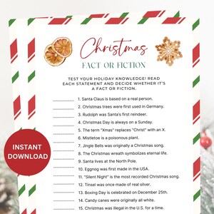 Fact or Fiction Christmas Game, Christmas Trivia Quiz, Christmas ...
