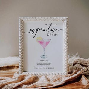 Signature Cocktail Sign, Signature Drink Sign, Cocktail Menu, Bar Menu ...