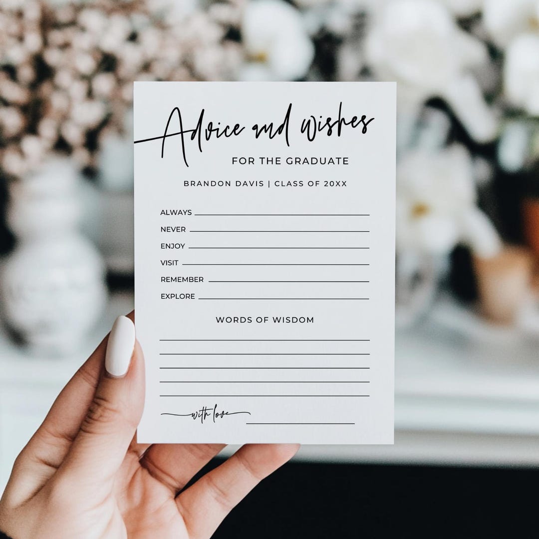 Graduation Wishes Printable Card, Graduation Advice, Graduation Advice ...