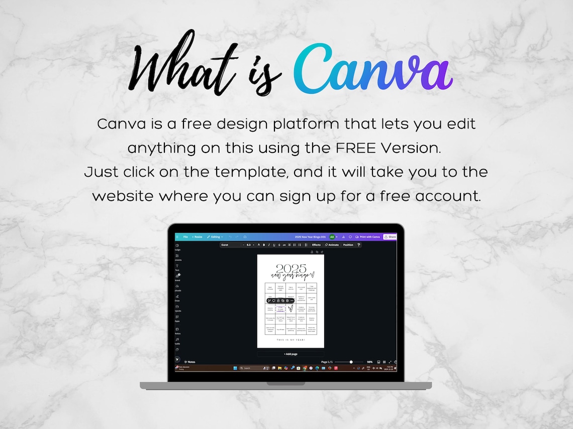 2026 Bingo Printable Card, 2026 Vision Board Bingo Card, 12 Month Bingo ...