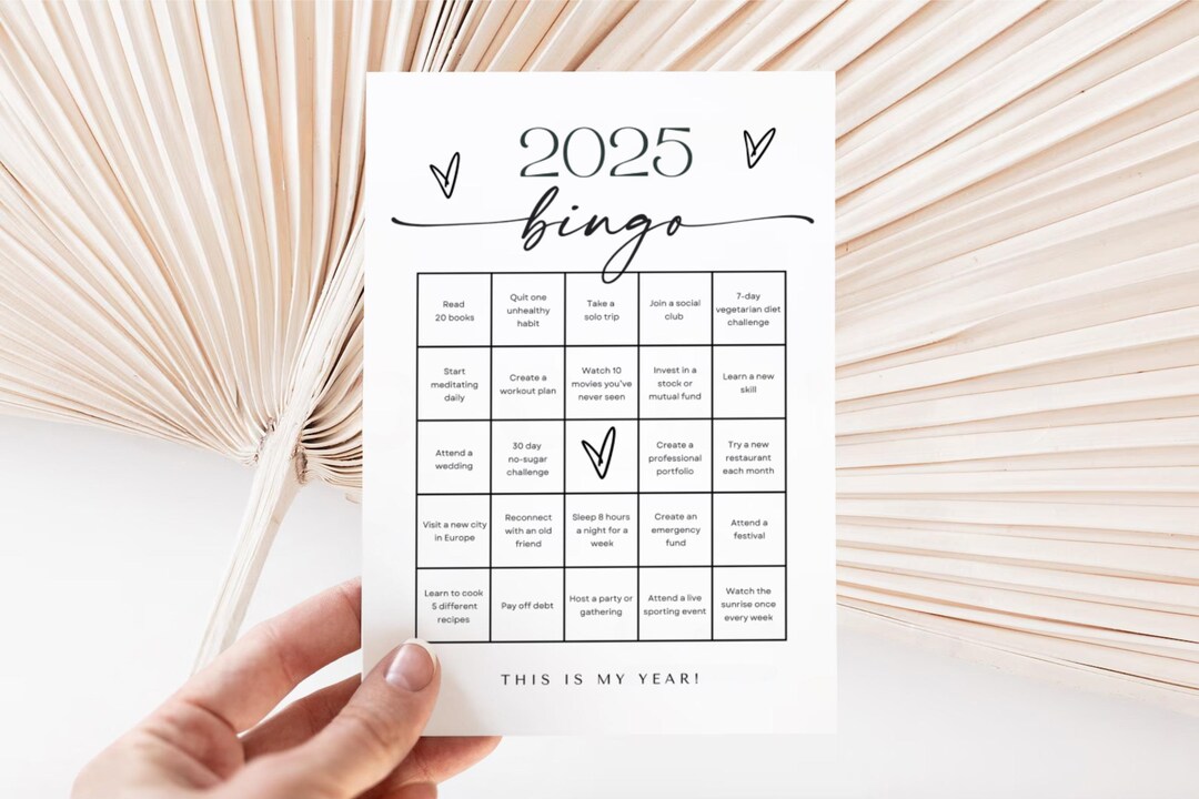 2025 Bingo Card, 2025 Vision Board Bingo Card, New Year Bingo, Bingo ...