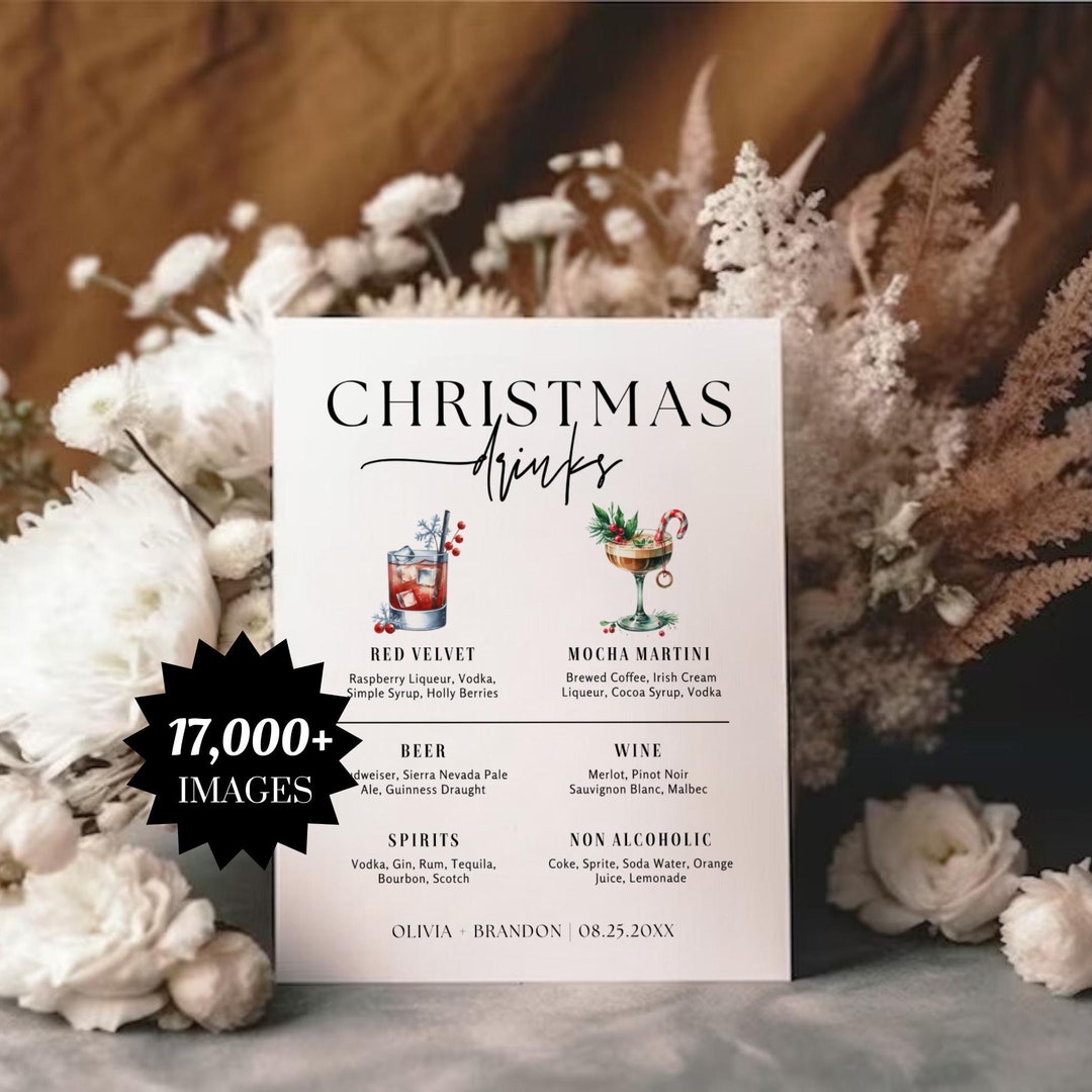 Christmas Signature Drink Sign, Holiday Drink Sign, Holiday Cocktail ...