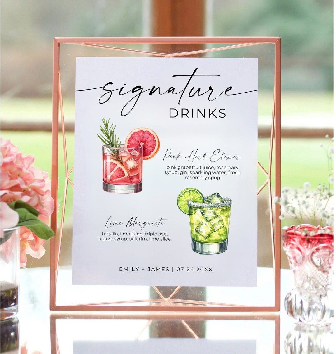 Signature Drink Sign, Signature Cocktail Sign, Bar Menu, Cocktail Menu ...