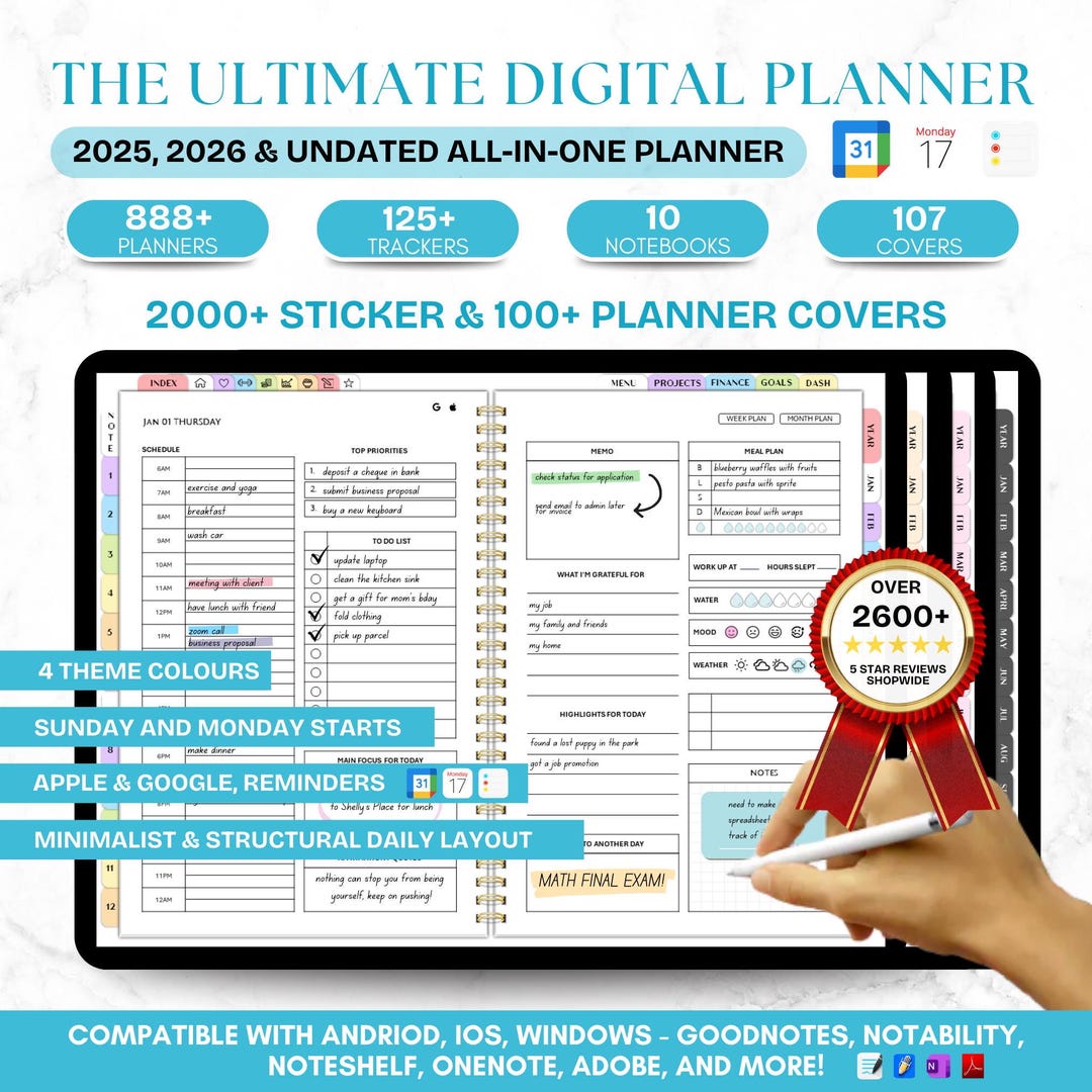 ELITE 2025 2026 Undated Digital Planner, Planner Templates, Goodnotes ...