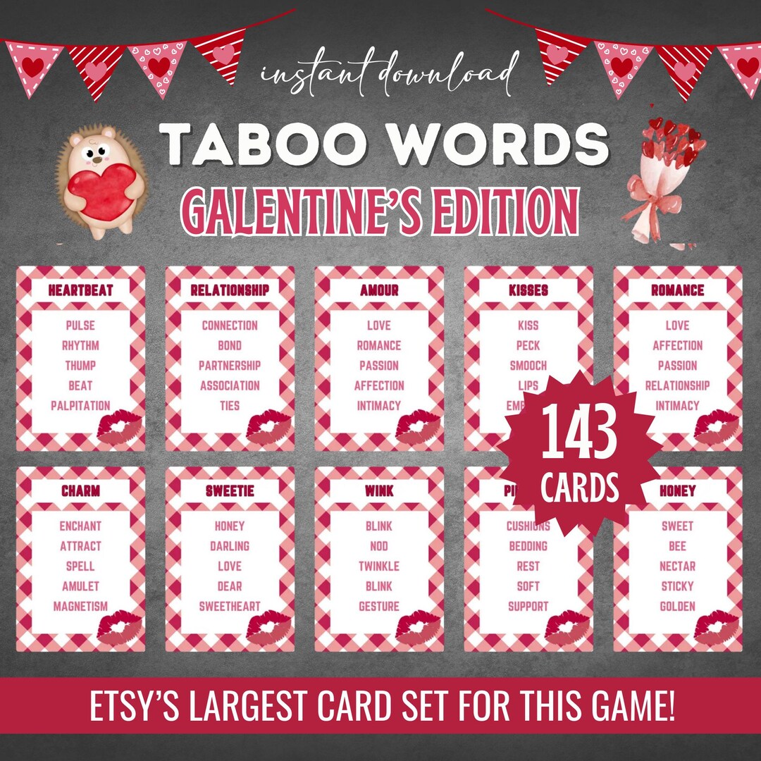 Taboo Words Galentines Party Games, Forbidden Words Valentines Edition ...