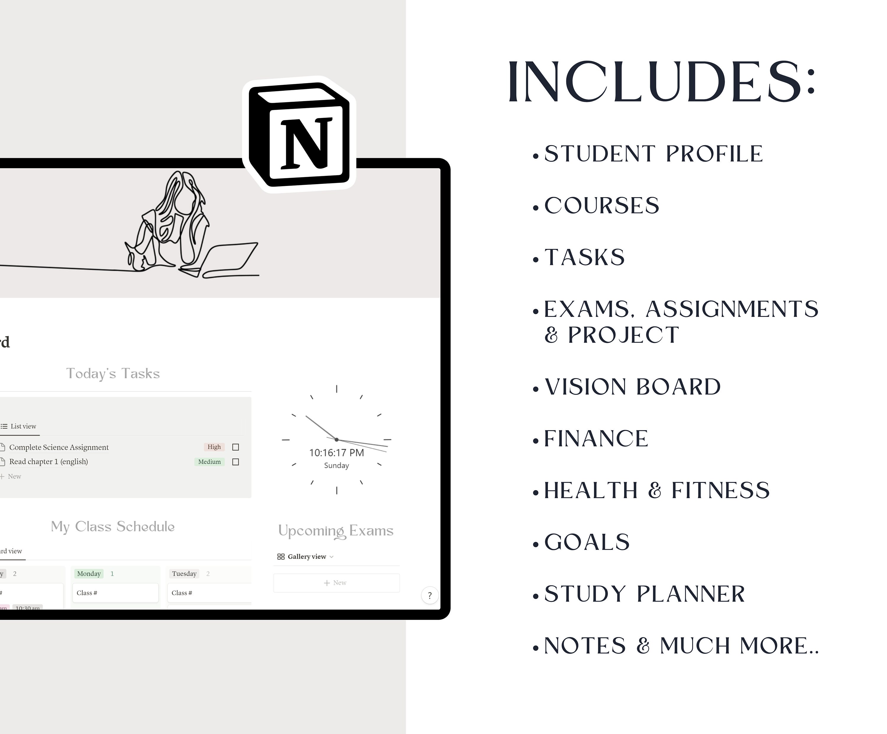 All-in-one Student Notion Planner, Notion Template, Notion Aesthetic ...