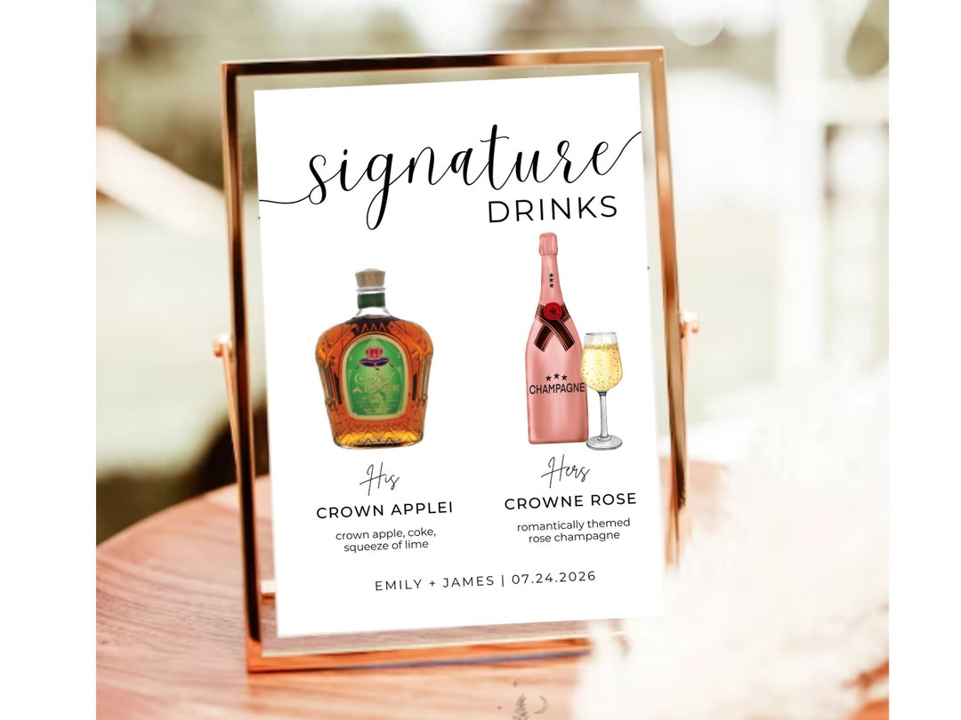 Signature Drink Sign, Bar Menu Sign, Wedding Bar Menu, Signature ...