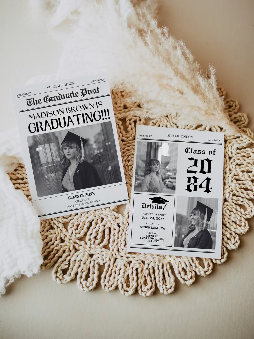 Newspaper Grad Invite, Graduation Invitation, Senior Graduation ...