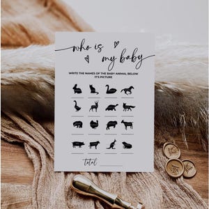 Baby Shower Activity, Who is My Baby Party Game, Baby Shower Game, Baby ...