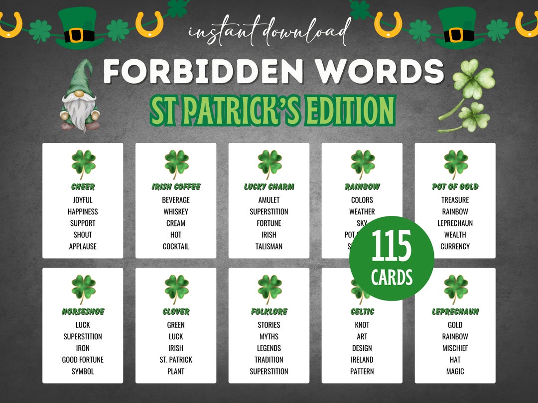 Taboo Game, St Patricks Forbidden Words, Sst Patricks Trivia, St ...
