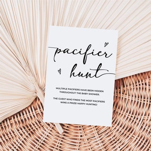 Pacifier Hunt Baby Shower Game, Baby Shower Signs, Baby Trivia, Baby ...