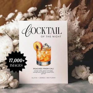 Cocktail of the Night Signature Drink Sign, Bar Menu Sign, Wedding Menu ...