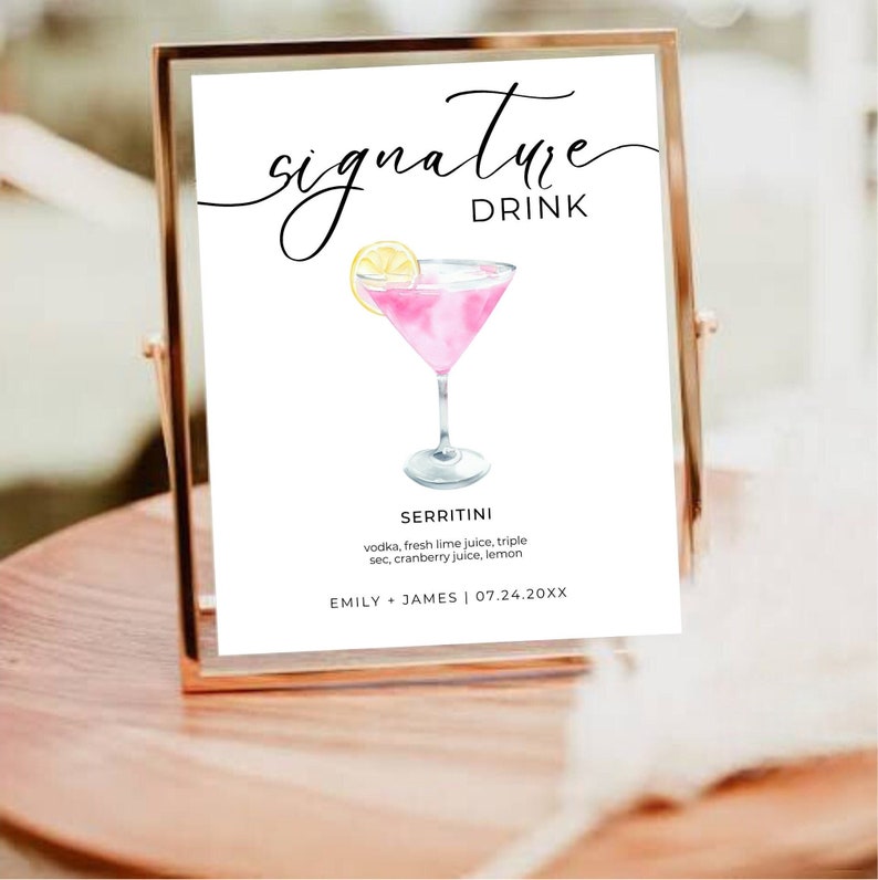 Signature Cocktail Sign Signature Drink Sign Cocktail Menu - Etsy