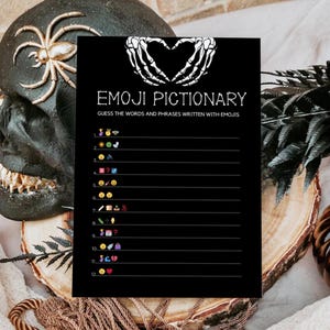 EMOJI PICTIONARY Baby Shower Game, Gothic Baby Shower, Fall Baby Shower ...