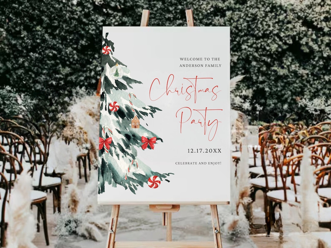 Christmas Party Sign, Welcome Sign Christmas Party, Christmas Party ...