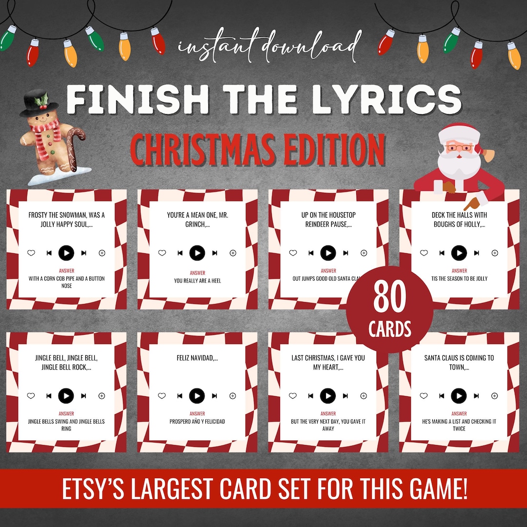 Finish the Lyrics Christmas Adults Kids Games, Christmas Trivia ...