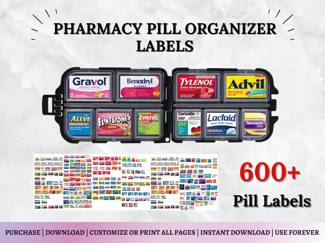 Pharmacy Pill Organizer Labels, Pill Box, Pill Organizer, Pill Case ...