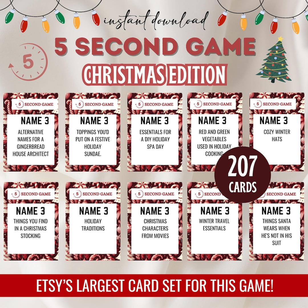Christmas Games, 5 Second Game, Christmas Card Game, Christmas Party ...