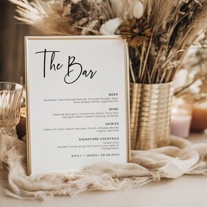 Modern Bar Menu Sign, Drink Menu Sign, Wedding Menu, Cocktail Menu ...