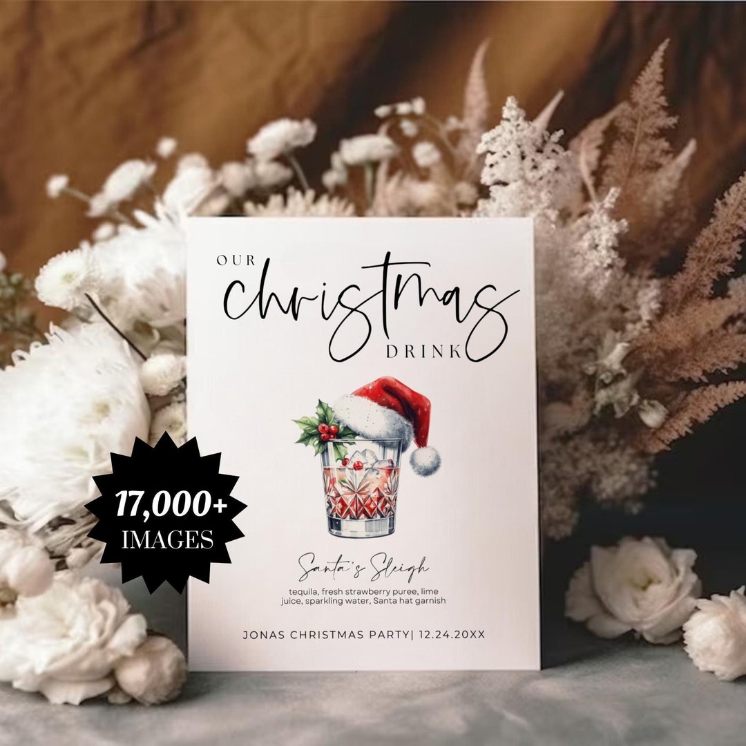 Christmas Party Drink Menu, Holiday Signature Drink Sign, Holiday ...