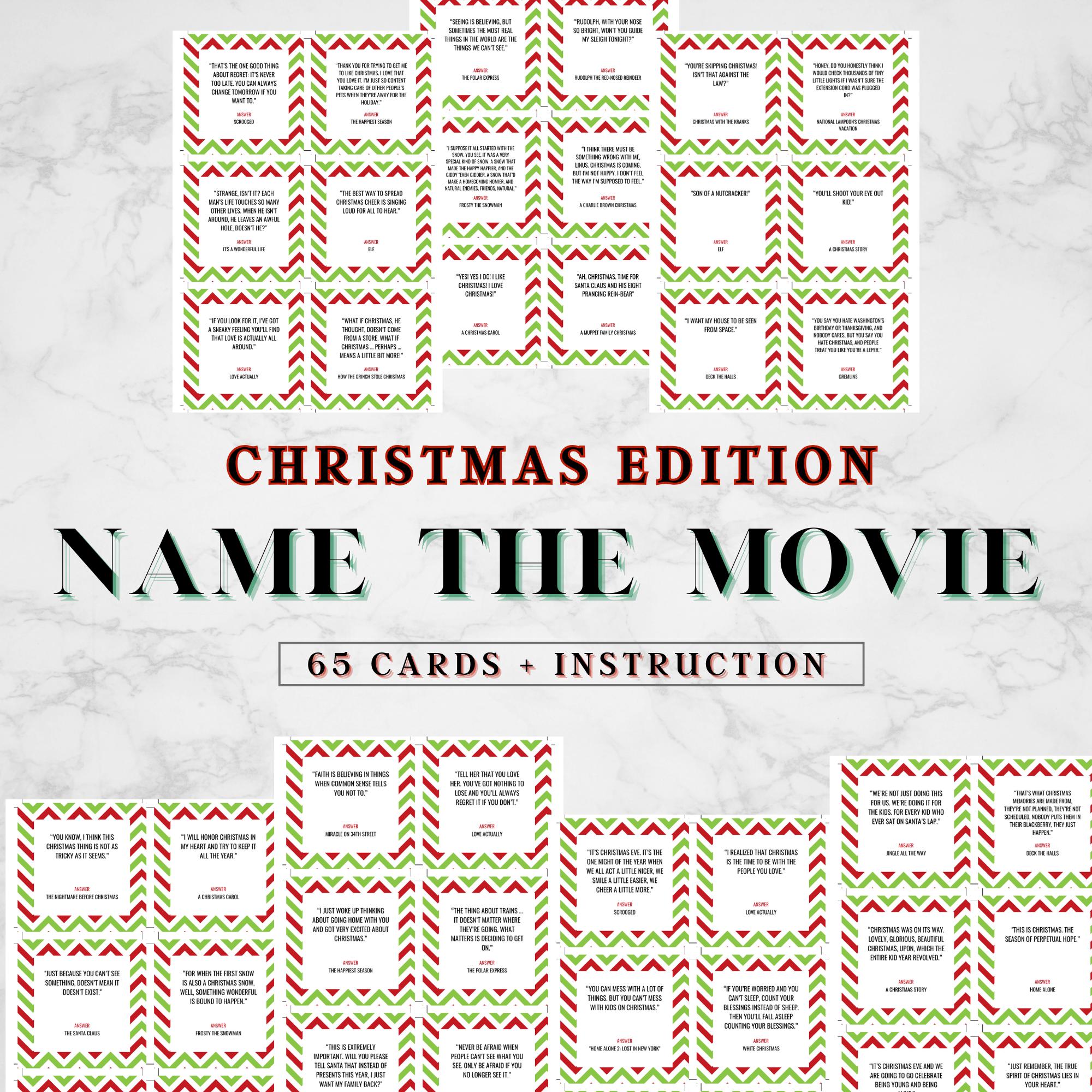 Christmas Game, Name the Movie Game, Christmas Trivia Cards, Christmas ...