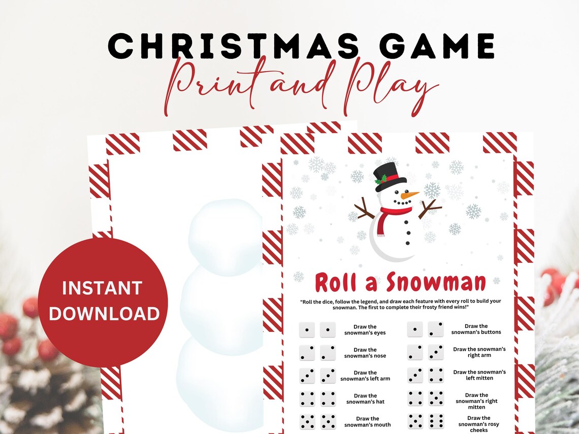 Roll A Snowman, Printable Christmas Games, Christmas Printable, Kids ...
