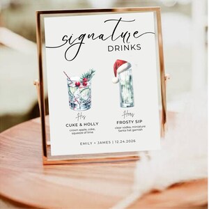 Holiday Drink Menu, Signature Drink Sign, Signature Cocktail Sign ...